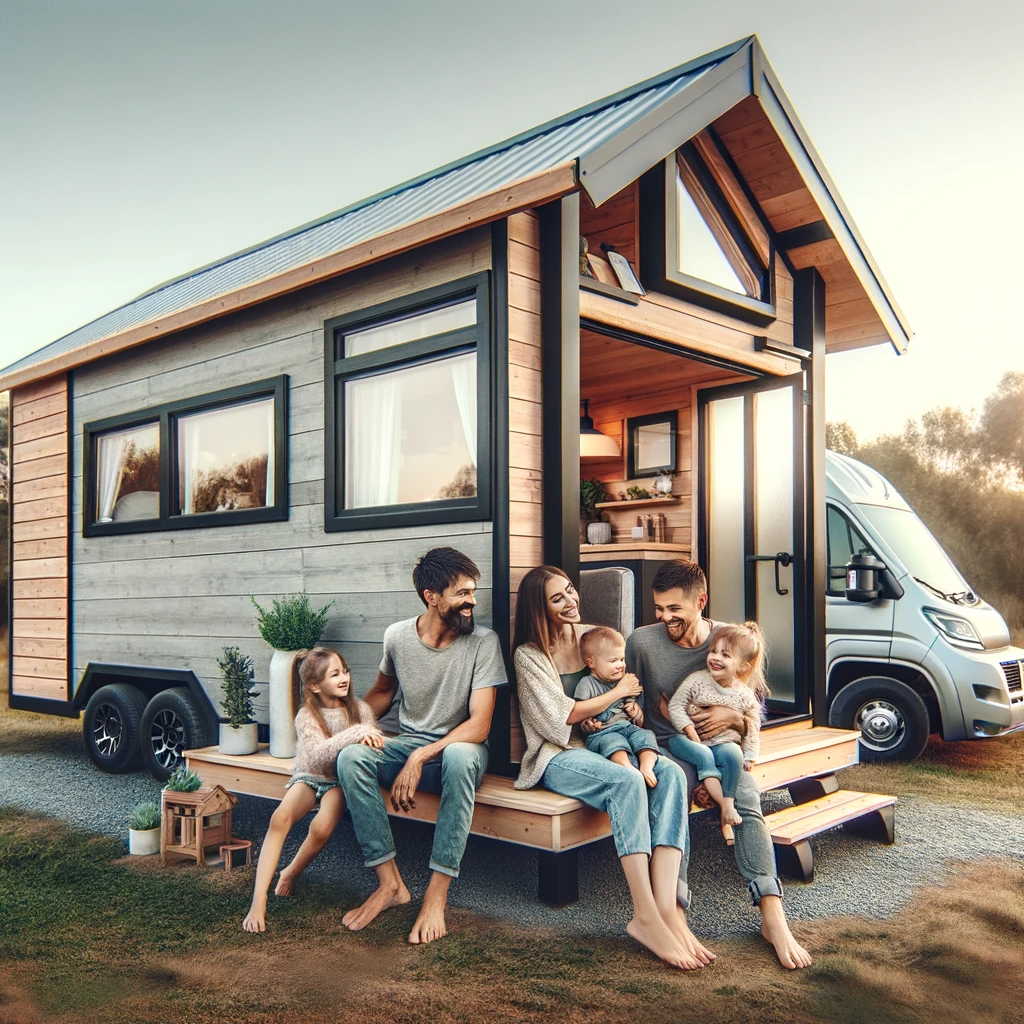 Travelling with children in a mini house on wheels
